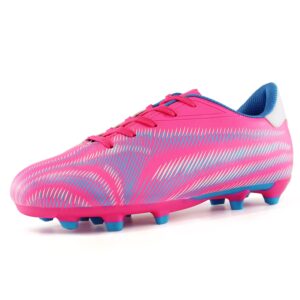 hawkwell boys girls athletic outdoor soccer cleats soccer shoes(toddler/little kid/big kid),pink pu,13 m us