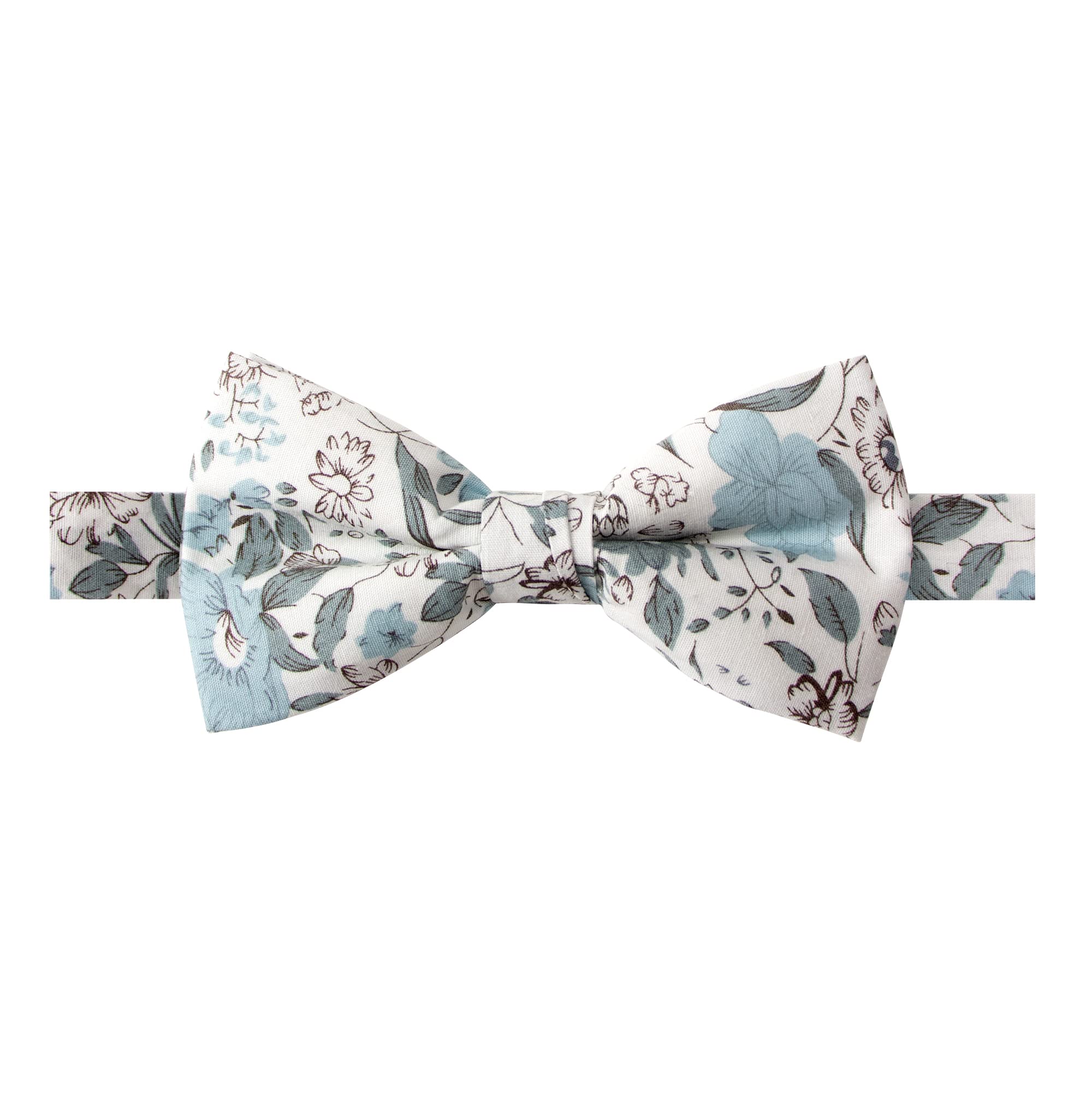 Spring Notion Men's Cotton Floral Print Pre-tied Bow Tie for Wedding Summer Party Dressy and Casual, 48-Dusty Blue