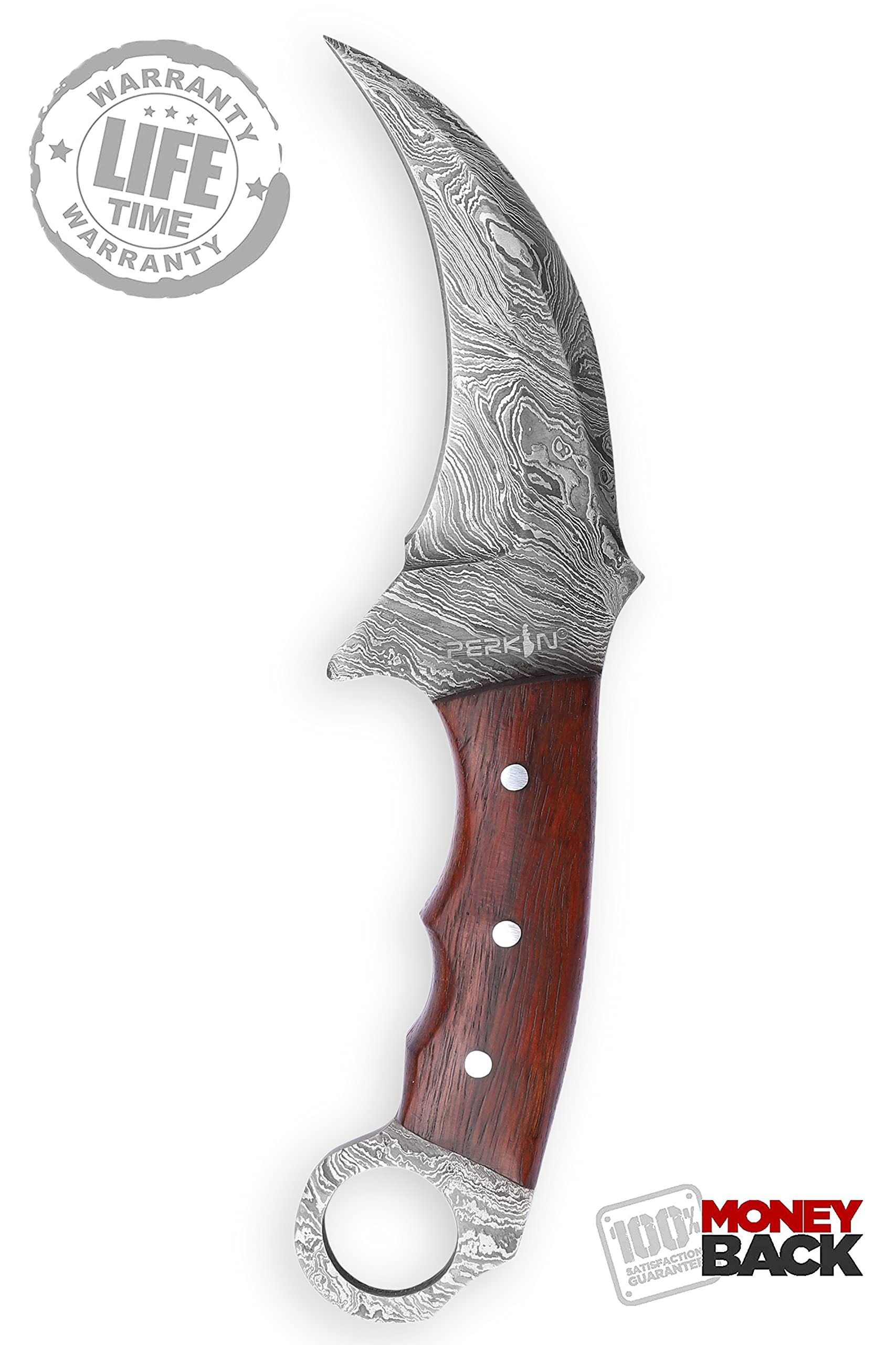 Perkin Knives Fixed Blade Knives Damascus Steel Hunting Knife With Sheath KT101