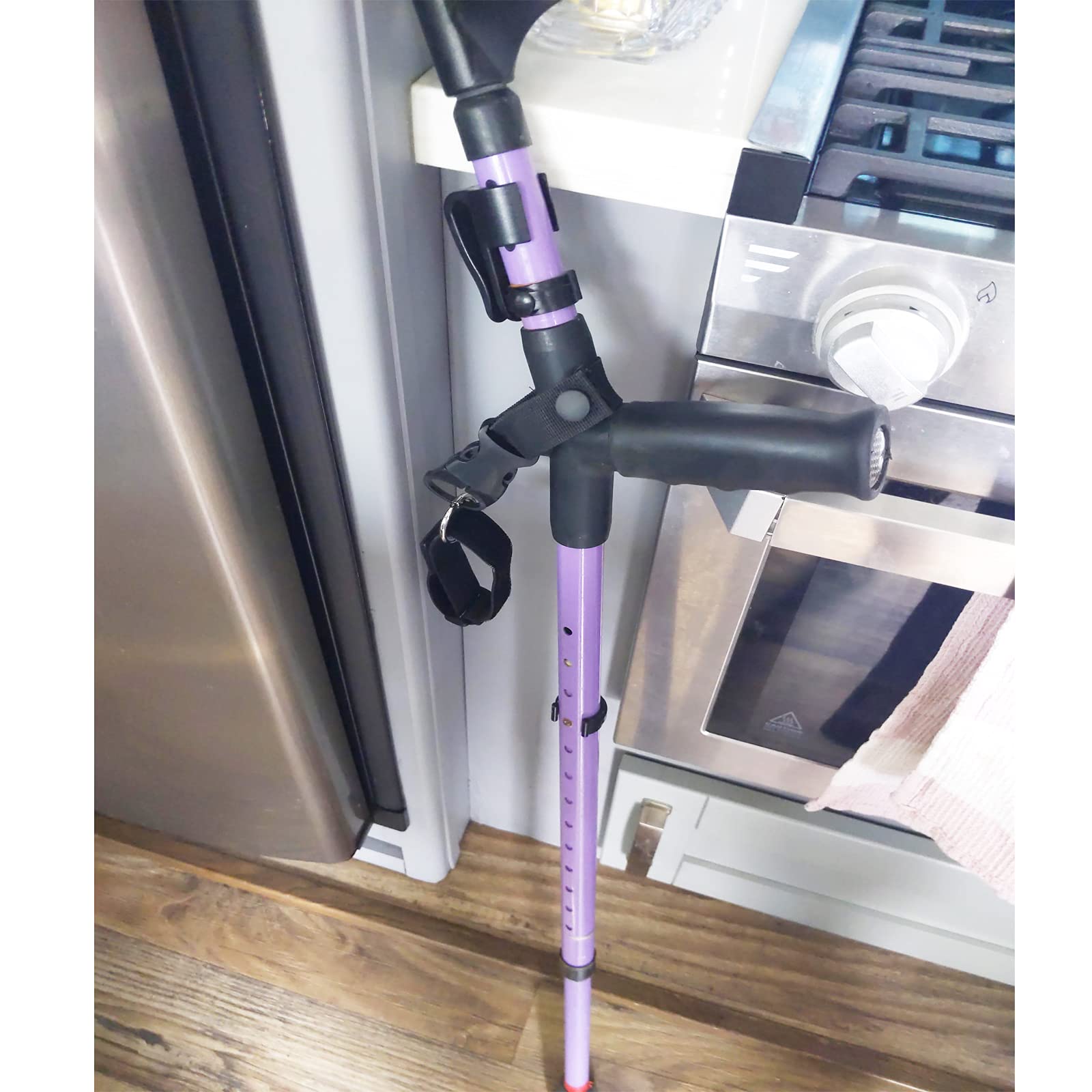 Adjustable Elastic Wrist Straps and Hands Free Walking Stick Cane Holder No More Dropping Walking Sticks - Attach to Belt or Waist Band -（Suitable for 7/8~1"）~ Perfect Solution - No Walking Stick