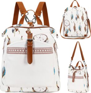 backpack purse women ladies fashion casual lightweight shoulder bag travel daypack (feather beige)