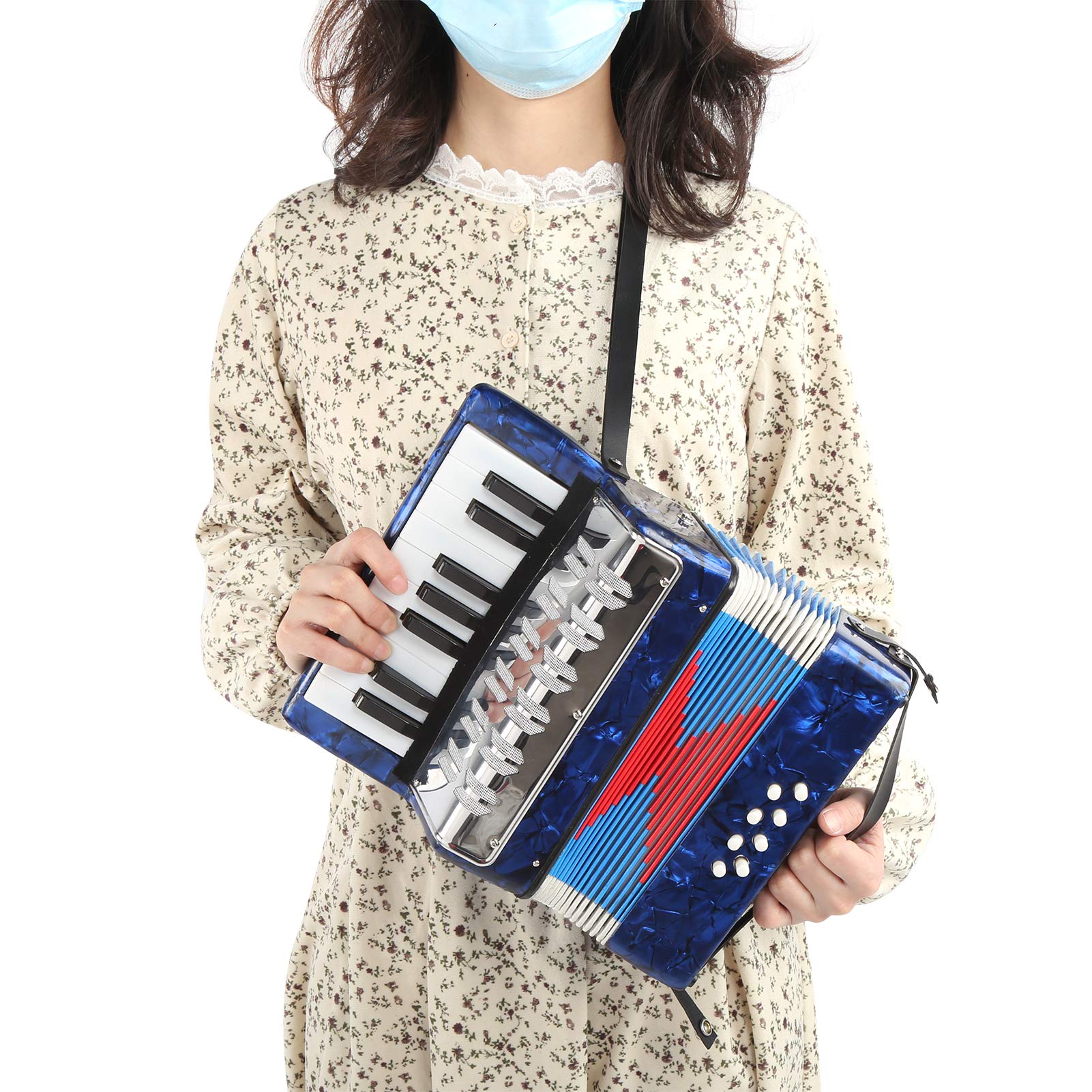 Kids Accordion, 17 Keys Button Accordion Musical Instrument for Children or Amateur Performance, Convenient and Lightweight in Use.()