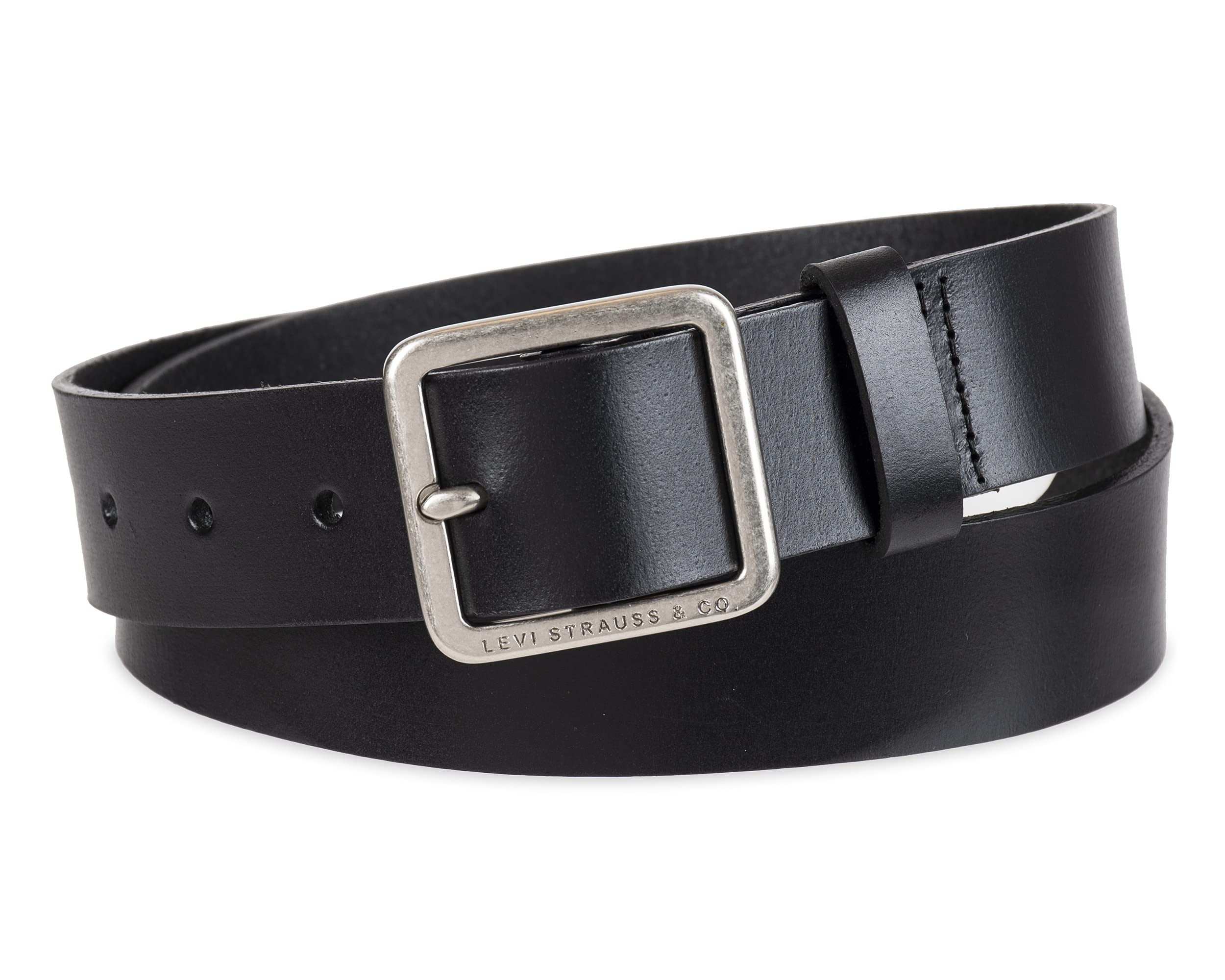 Levi's Women's Casual Square Center Bar Buckle Belt, Black Elevated, Medium