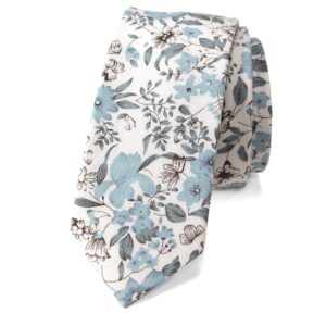 spring notion men's skinny slim cotton floral print neckties in colors matching david's bridal, 48-dusty blue