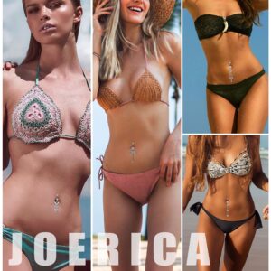 JOERICA 6 Pcs 14G Belly Button Rings Dangle for Women Stainless Steel CZ Navel Rings Set Cute Butterfly Belly Rings Body Piercing Jewelry