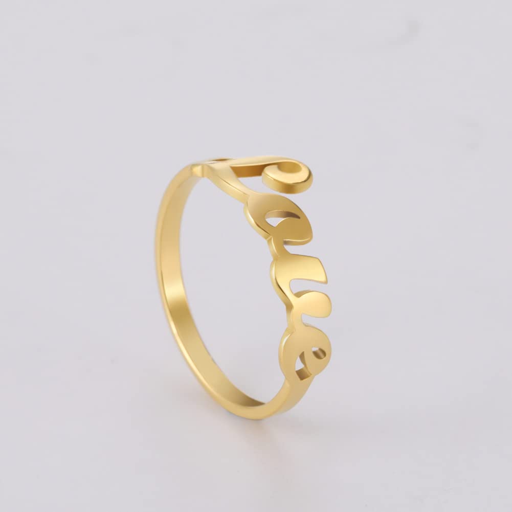 LIKGREAT Love Script Rings for Women Infinity Love Promise Simple Band Rings (Gold tone, 8)