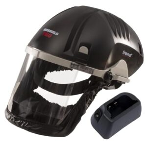 trend airshield pro full face shield w/ battery cradle bundle - complete dust protection and recharging solution, air/pro/d3