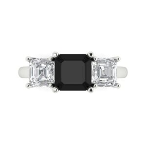 3.25ct sq emerald baguette cut custom engraving 3 stone w/accents black onyx engagement wedding ring 18k white gold size 8