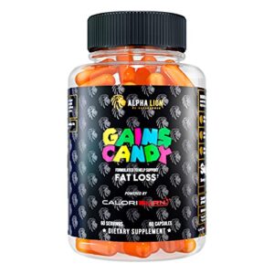 alpha lion gains candy, pills that support weight loss, energy supplements, 100% natural extract, calorie burning, regulates healthy metabolism, 60 capsules (fat loss - caloriburn®)