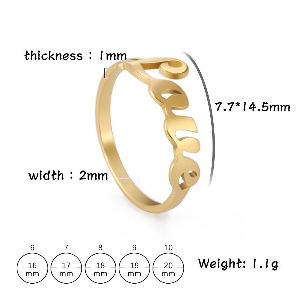 LIKGREAT Love Script Rings for Women Infinity Love Promise Simple Band Rings (Gold tone, 8)