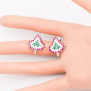 CENWA Pink and Green Leaf Zircon Earrings Sorority Gifts Paraphernalia Graduation Jewelry (Leaf Zircon Earrings)