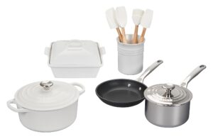 le creuset mixed material cookware set, 12pc., white