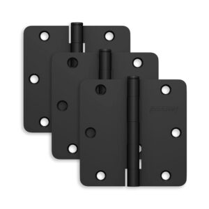 schlage 3.5" door hinge with 1/4" radius round corner in matte black (3-pack)