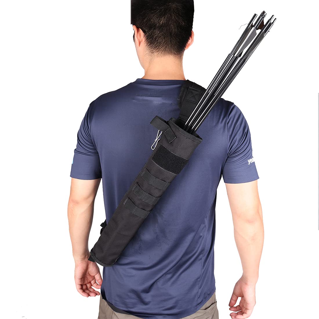 KRATARC Archery Lightweight Back Arrow Quiver Dual Use Foldable Compact Hip Arrows Bag with Molle System Hanged for Target Shooting (Black- diameter 3.5'')