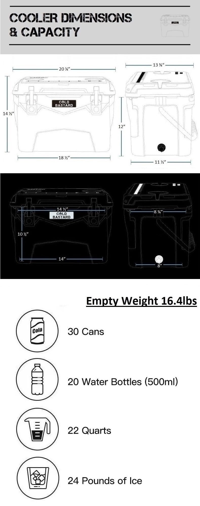 COLD BASTARD COOLERS 20QT Cold Bastard Rugged+ CAMO Camel Premium Ice Chest Cooler Accs Free S&H(CB20-CC)