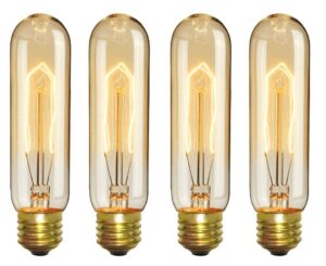 ctkcom e26 40 watt t10 tubular vintage edison incandescent light bulb, dimmable decorative candelabra 120 volt chandelier, nightlight, antique vintage style light bulb, 240 lumen, amber warm 4 pack