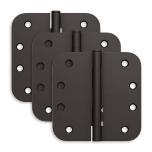 schlage 4" door hinge with 5/8" radius round corner in aged bronze (3-pack)