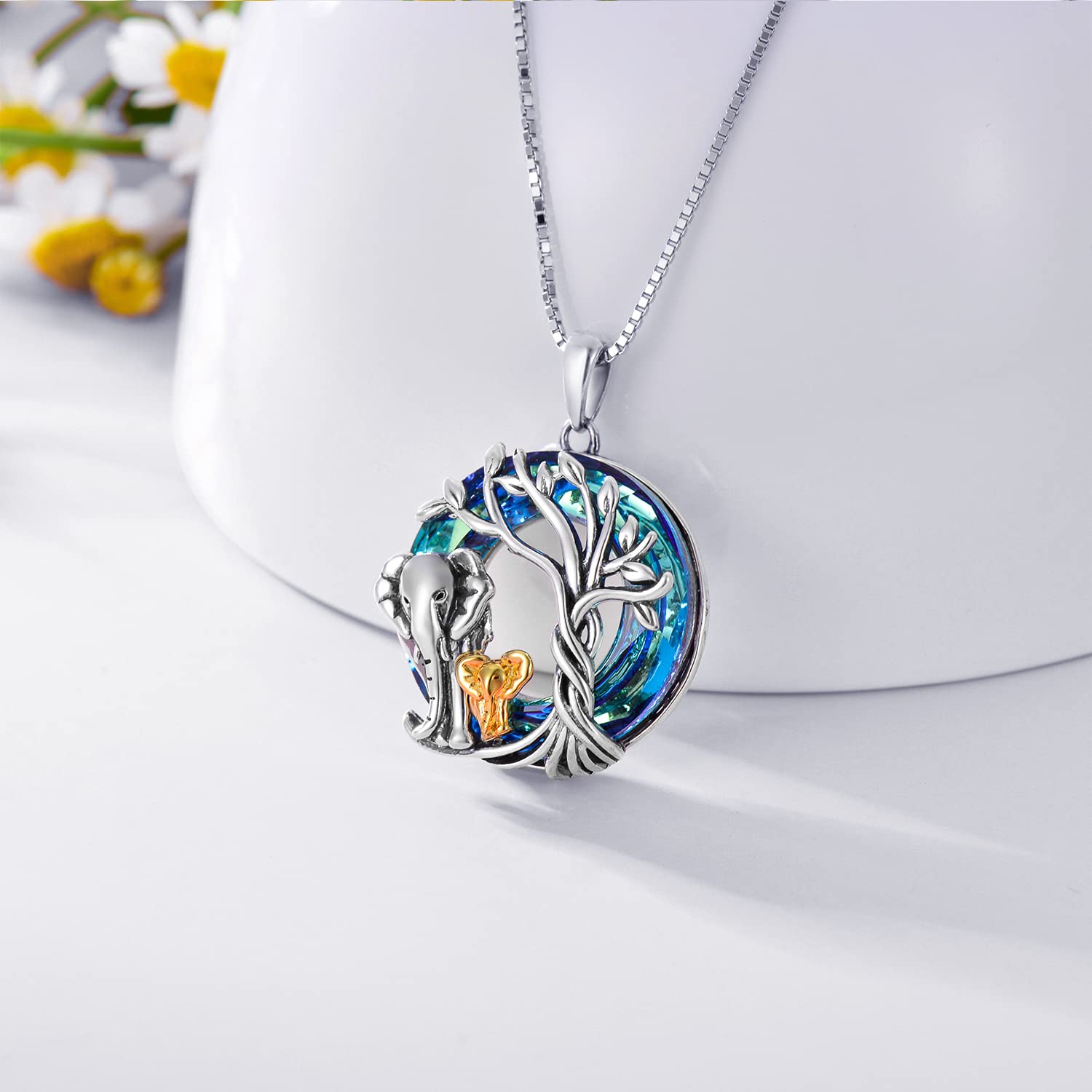 TOUPOP Mothers Day Gifts from Daughter Sterling Silver Tree of Life Elephant Pendant Necklaces Mother Daughter Jewelry Gifts for Women Mom Mother from Daughter Son