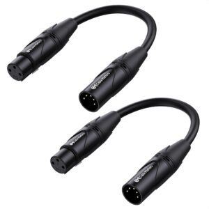 cable matters 2-pack 5 pin to 3 pin dmx lighting cable 6 inches (5-pin male to 3-pin female xlr cable, 3 pin to 5 pin dmx adapter cable) in black