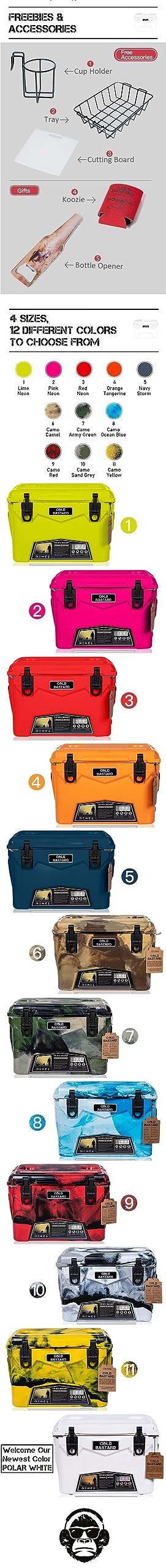 COLD BASTARD COOLERS 20QT Cold Bastard Rugged+ CAMO Camel Premium Ice Chest Cooler Accs Free S&H(CB20-CC)