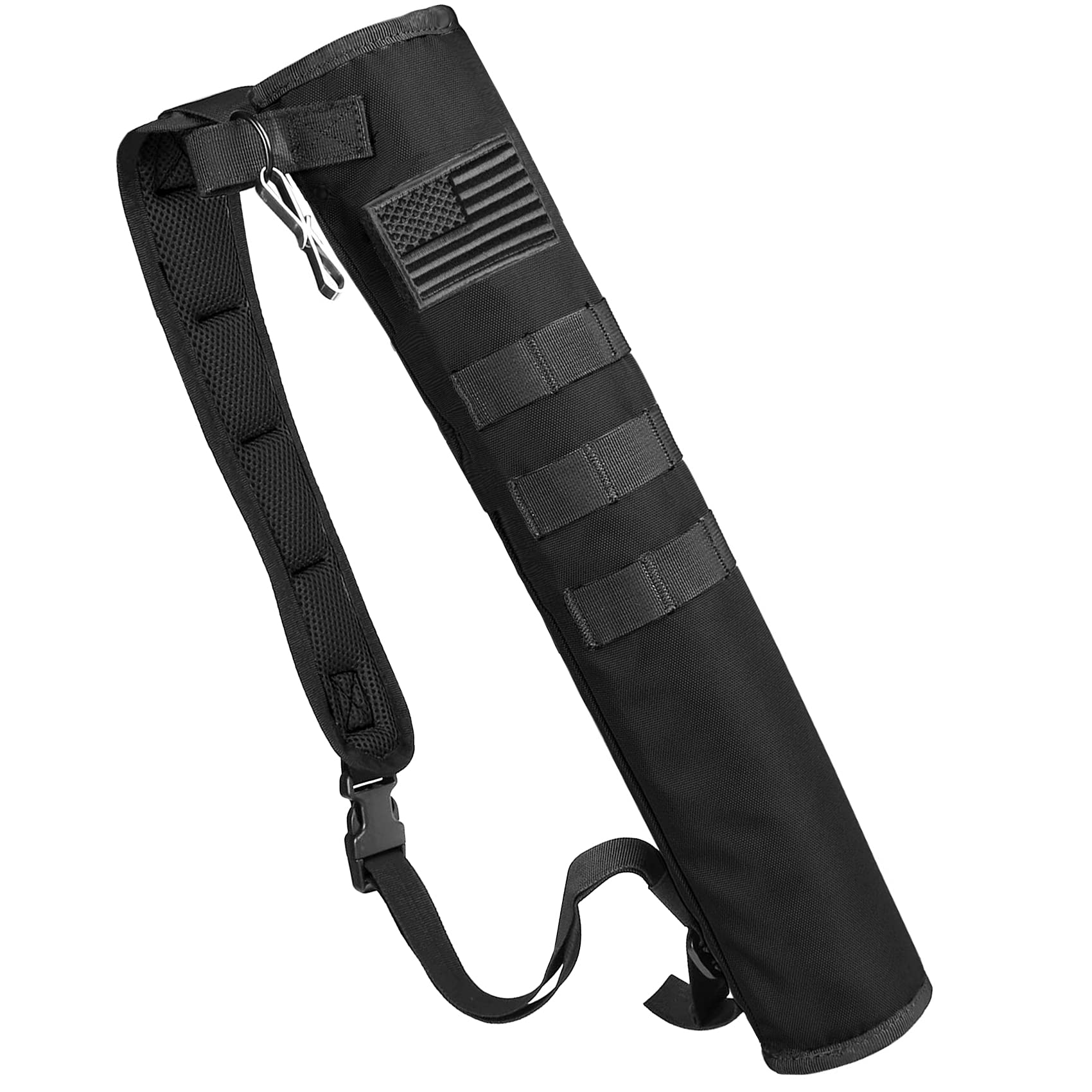 KRATARC Archery Lightweight Back Arrow Quiver Dual Use Foldable Compact Hip Arrows Bag with Molle System Hanged for Target Shooting (Black- diameter 3.5'')