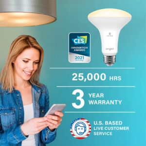 Sengled Alexa Light Bulb, BR30, S1 Auto Pairing with Alexa Devices, Smart Flood Light Bulb That Work with Alexa, Warm Light Bulbs, E26, Led Lights, 65W Equivalent Recessed, No Hub Required, 4-Pack,