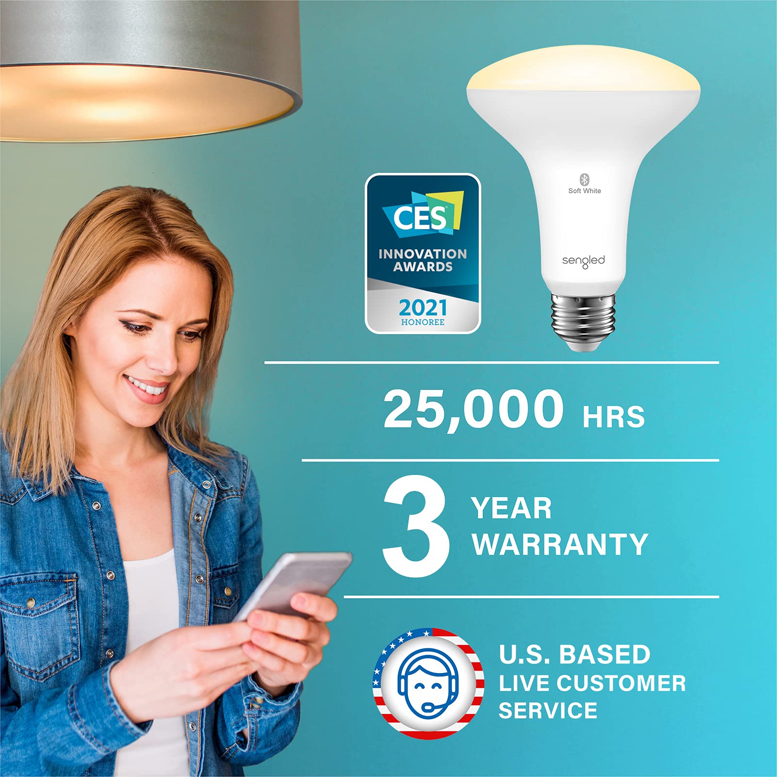 Sengled Alexa Light Bulb, BR30, S1 Auto Pairing with Alexa Devices, Smart Flood Light Bulb That Work with Alexa, Warm Light Bulbs, E26, Led Lights, 65W Equivalent Recessed, No Hub Required, 4-Pack,