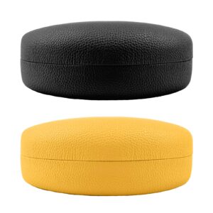 chzzms 2 pack large hard shell sunglasses case, protective case for sunglasses and eyeglasses (black+yellow)