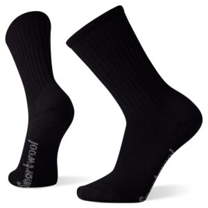 smartwool men's hike classic edition light cushion solid crew socks, black, medium