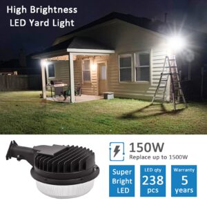 SZGMJIA LED Barn Light 150W, Dusk to Dawn Outdoor Yard Light with Photocell Super Bright 22,500lm 5000K Daylight, 1500W MH/HPS Replacement, AC100-277V IP65 Waterproof for Farm Area Light, ETL Listed