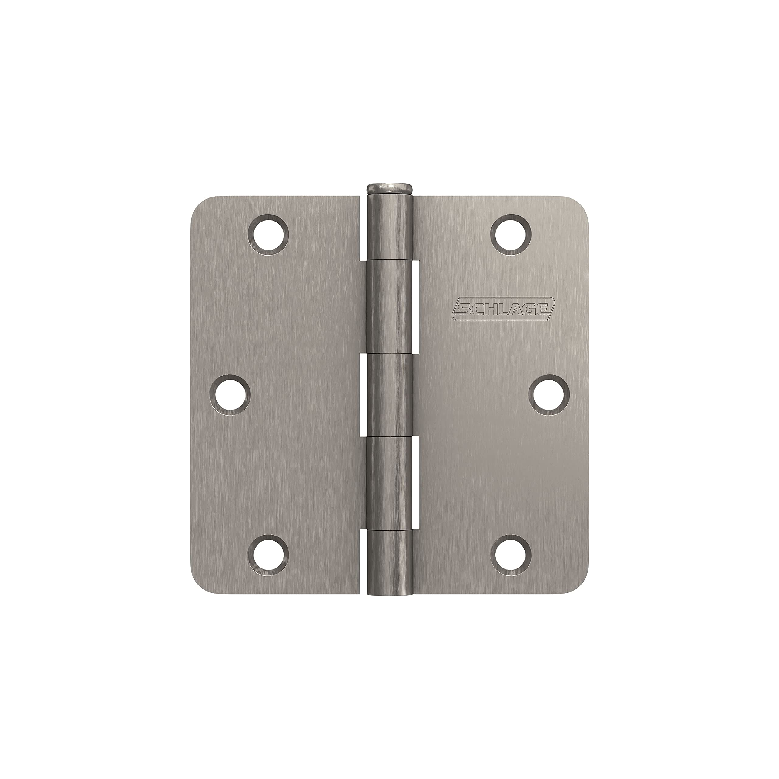 Schlage 3.5" Door Hinge with 1/4" Radius Round Corner in Satin Nickel (3-Pack)