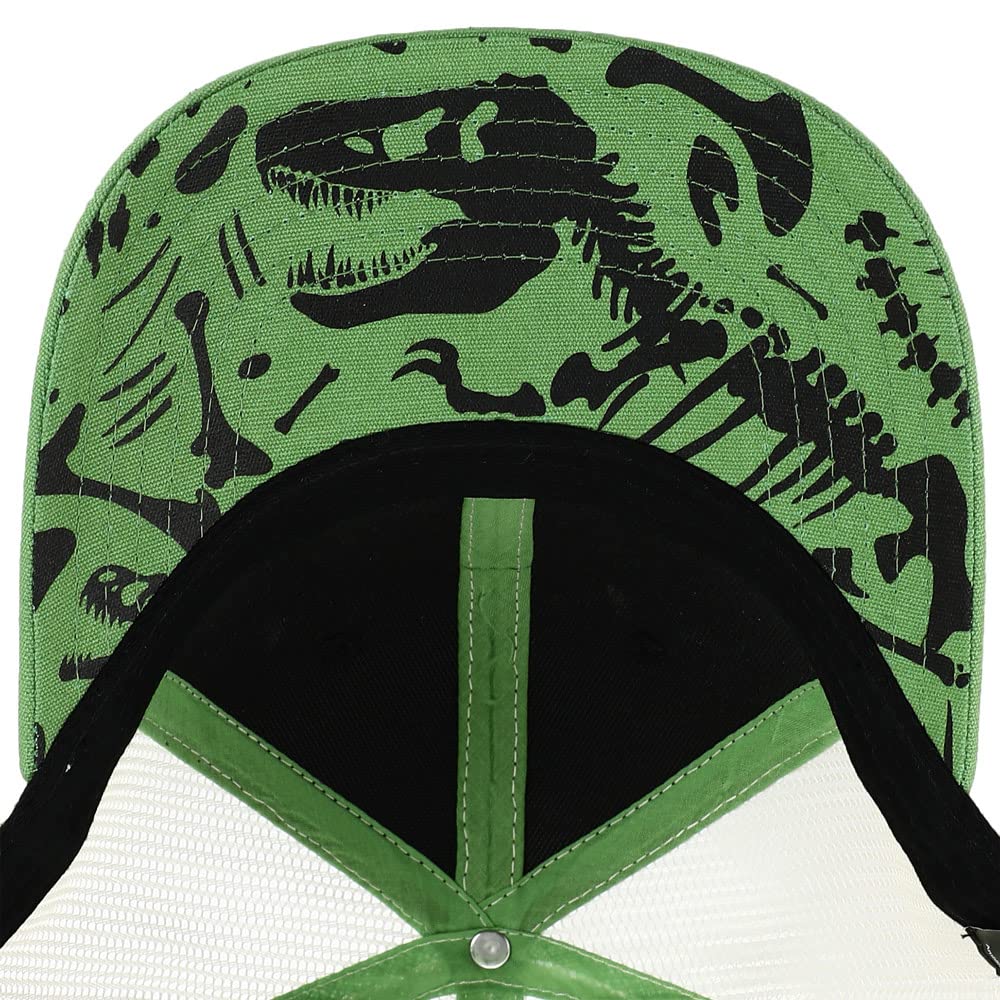 Bioworld Jurassic Park Washed Canvas Trucker Hat with Embroidery Patch and Underbill Print Snapback hat Black