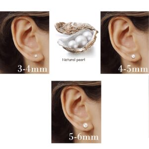 SILBERTALE Pearl Stud Earrings Sterling Silver Small Tiny 3-4mm White Freshwater Pearl Earrings Studs for Women Gold