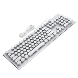 computer gaming keyboard retro wired gaming mechanical keyboard key portable keyboard click with 104 keys mixed light ergonomic design gaming keyboard(white)