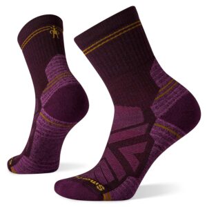 smartwool women's hike light cushion mid crew socks, bordeaux, medium