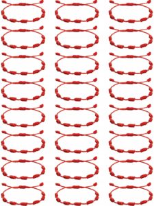 24 pieces red braided bracelets adjustable red cord bracelet knotted kabbalah protection amulet bracelets handmade friendship bracelets for women men teens success prosperity good luck (simple style)