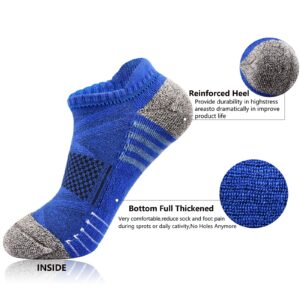 J.WMEET Men's Low Cut Ankle Athletic Socks Cushioned Breathable Running Performance Sport Tab cotton Socks