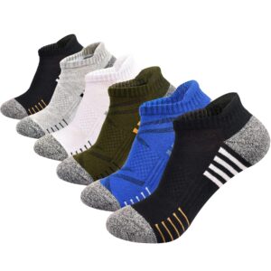 j.wmeet men's low cut ankle athletic socks cushioned breathable running performance sport tab cotton socks