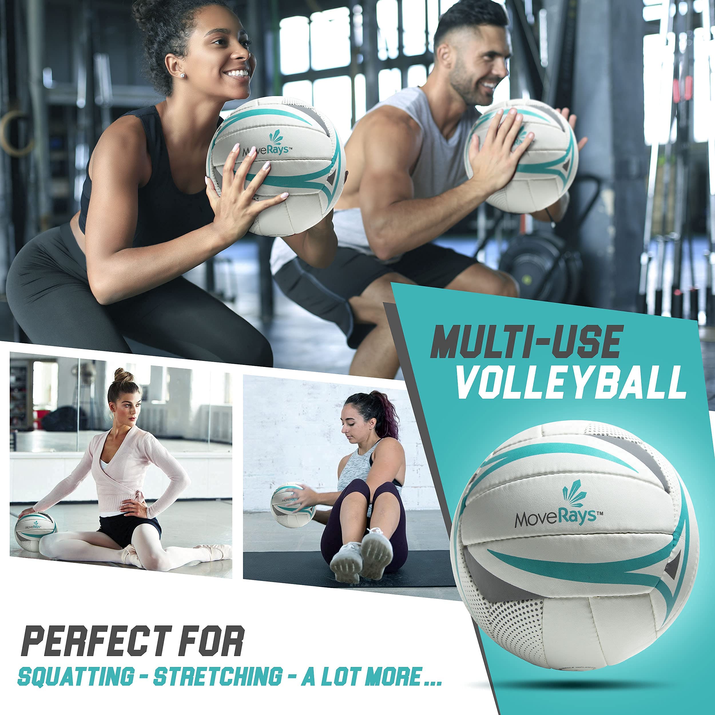 MoveRays Volleyball for Outdoor, Beach, Backyard Recreation and Games - Durable Quality, Versatile, Multi-use Ball for Sports, Fitness Activities