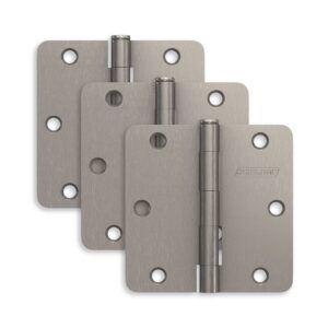 schlage 3.5" door hinge with 1/4" radius round corner in satin nickel (3-pack)