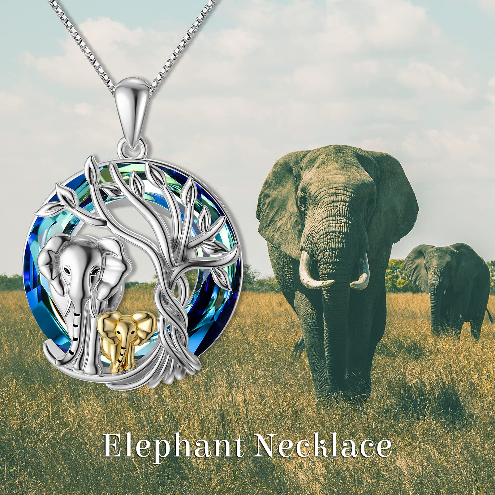 TOUPOP Mothers Day Gifts from Daughter Sterling Silver Tree of Life Elephant Pendant Necklaces Mother Daughter Jewelry Gifts for Women Mom Mother from Daughter Son