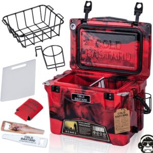 COLD BASTARD COOLERS 20QT Cold Bastard Rugged+ CAMO Red Premium Ice Chest Cooler Accessories Free S&H(CB20-CR)