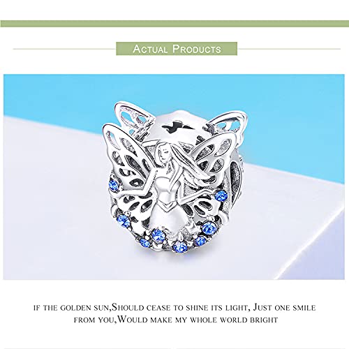 XNTBX Bracelet Charm Bead Blue Elf Fairy DIY Charm 925 Sterling Silver Fits Pandora Bracelet Necklace, European Charms Bracelet