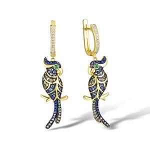 santuzza colourful parrot gemstone dangle earrings 925 sterling silver spinel drop earrings for women