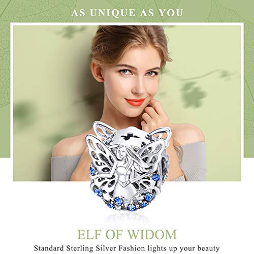 XNTBX Bracelet Charm Bead Blue Elf Fairy DIY Charm 925 Sterling Silver Fits Pandora Bracelet Necklace, European Charms Bracelet