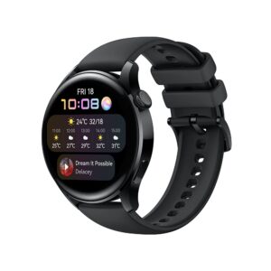 huawei watch 3 | connected gps smartwatch with sp02 and all-day health monitoring | 14 days battery life - black fluoroelastomer strap