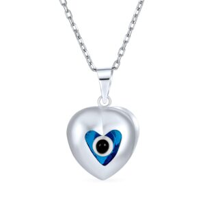 turkish spiritual protection amulet heart shaped moving floating evil eye charm pendant necklace for women for teen .925 sterling silver