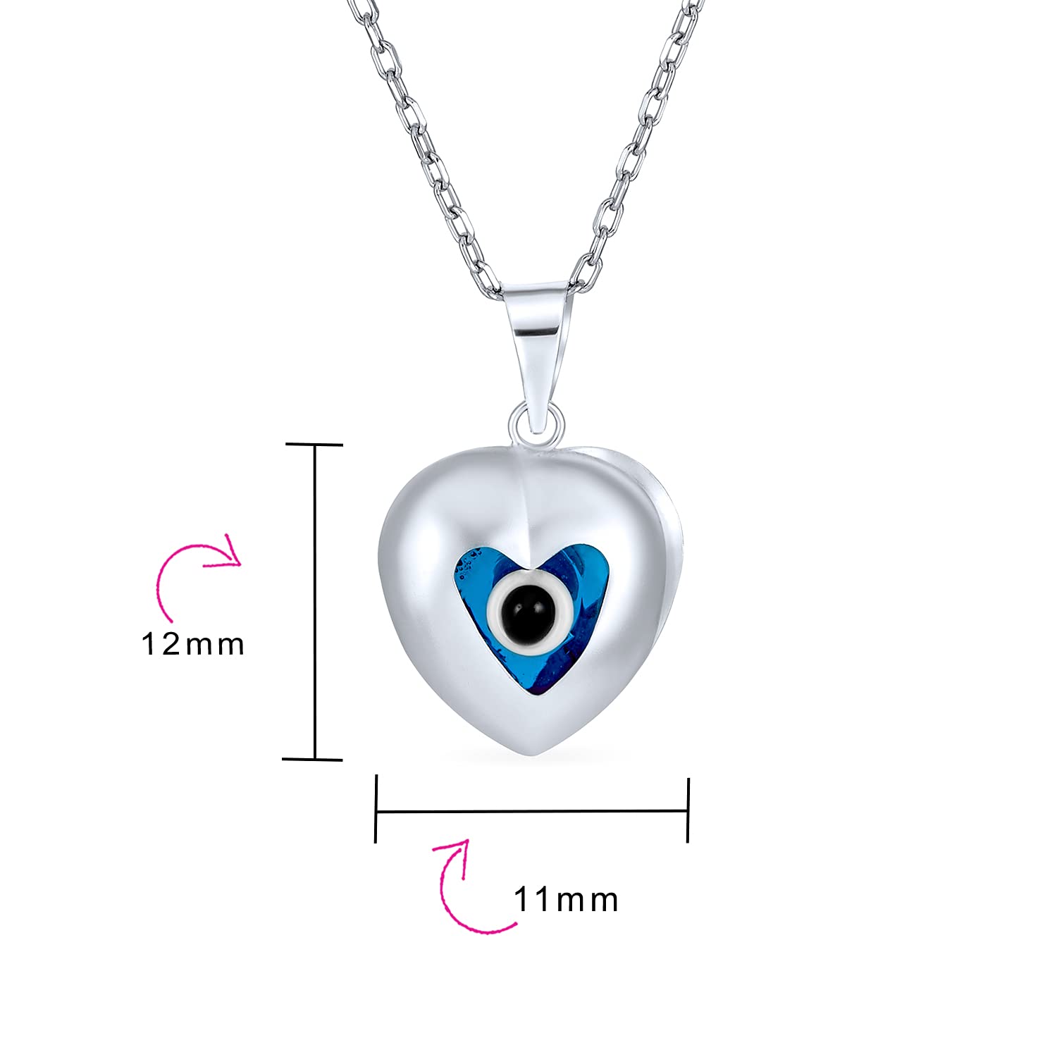 Turkish Spiritual Protection Amulet Heart Shaped Moving Floating Evil Eye Charm Pendant Necklace For Women For Teen .925 Sterling Silver