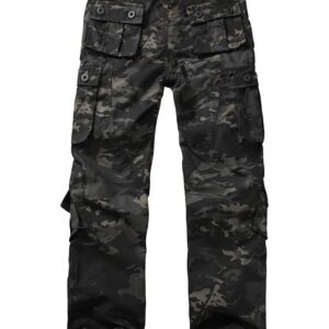 GSGGIG Men's Outdoor Hiking Pants, Tactical Pants Lightweight Casual Work Ripstop Cargo Pants for Men with Pockets No Belt 3355 Black CP CAMO 44