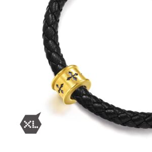 CHOW SANG SANG 999 24K Solid Gold Celtic Knots Faith Cross Noir Charm Bracelet for Men & Women 86640C